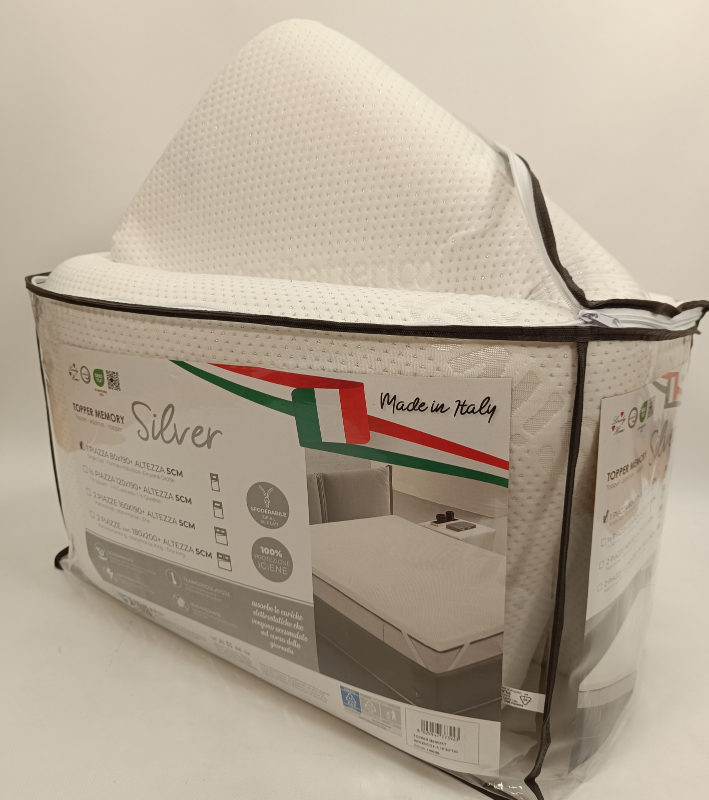 1P TOPPER MATTRESS COVER 80X190 MEMORY SILVER - Bed accessories | Home textiles